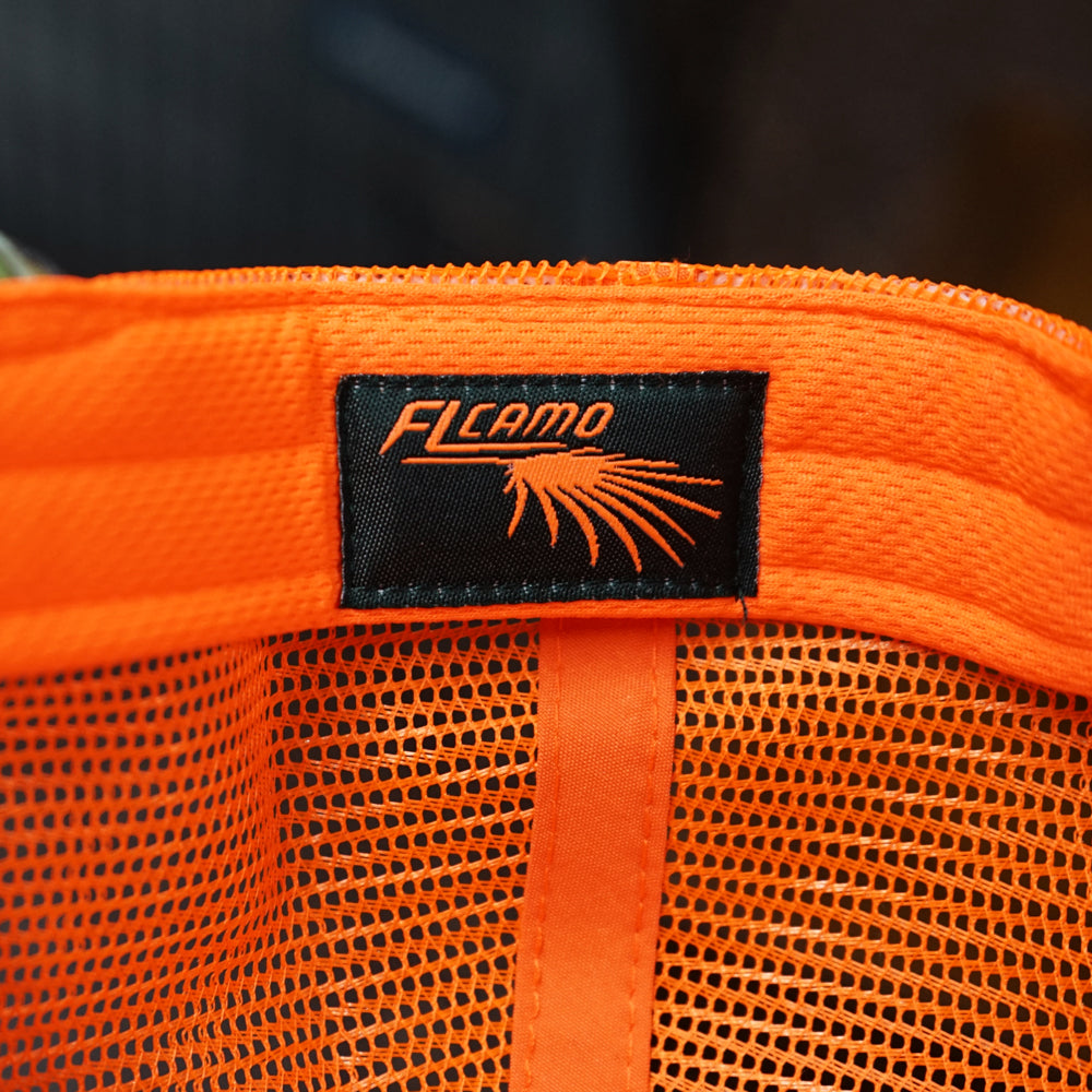 FL Camo Safety Orange full mesh Trucker Hat – FL Camo - Florida and The ...